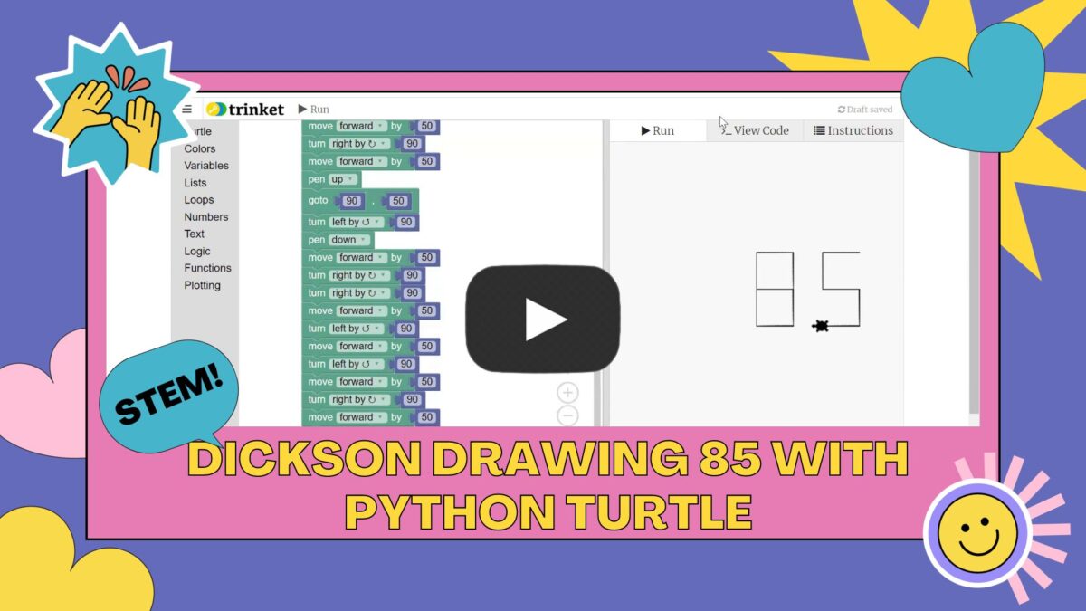 eduSTEMlab: Adam drawing 9 and 2 with Python Turtle
